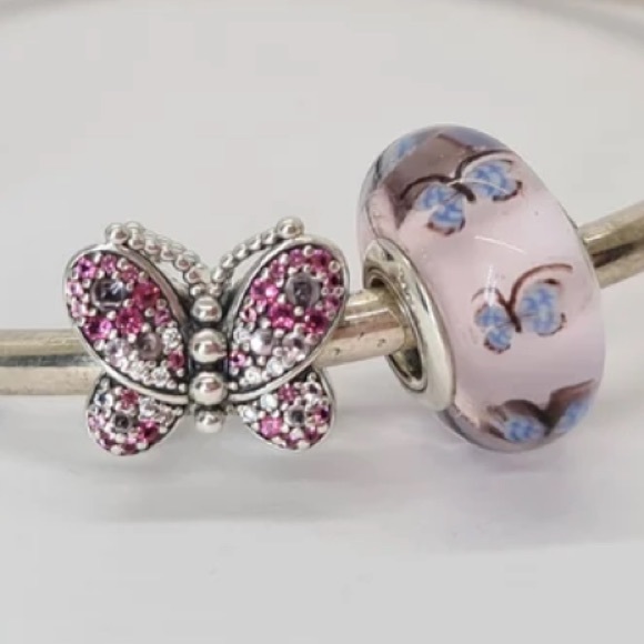 Pandora | Jewelry | Pandora Pink Pave Butterfly Charm And Butterfly ...